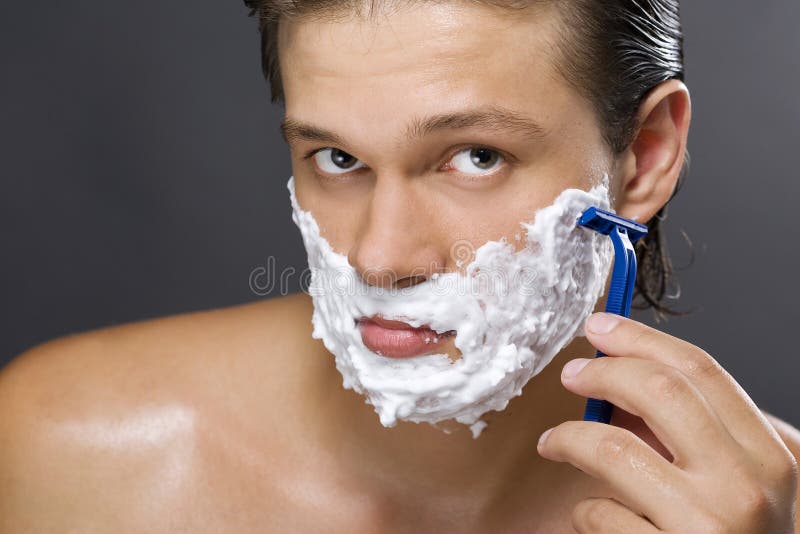 Handsome man shaving stock image. Image of healthy, friendly - 15368631