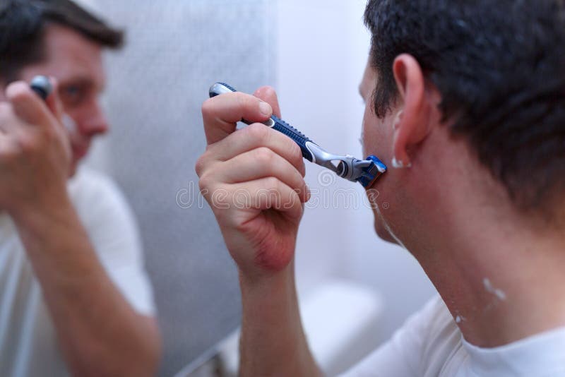 Handsome Man Shaving His Beard Stock Image - Image of healthy, fresh ...