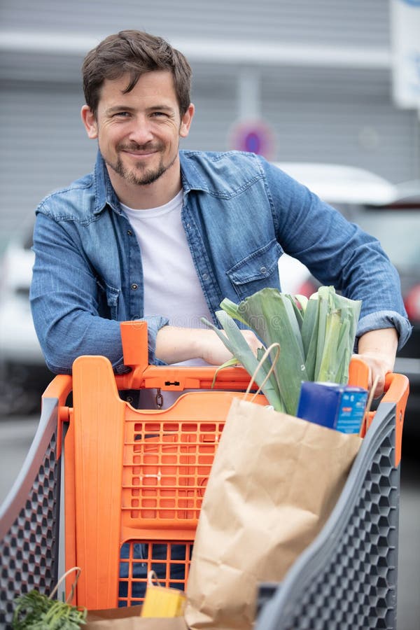 Handsome Man Shopping in Supermarket Stock Photo - Image of beard ...
