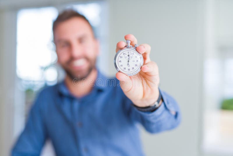 Handsome Man Showing Stopwatch Stock Image - Image of close, business ...