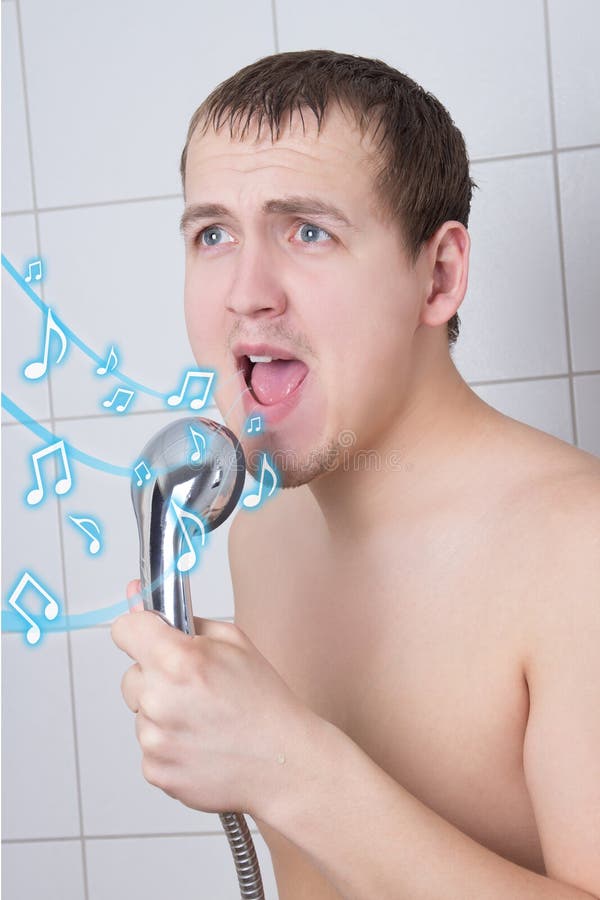 Handsome Man Singing in the Shower Stock Image - Image of male, solo ...