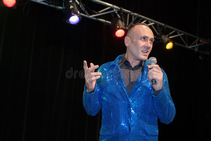 Handsome Man Singing on Stage during Concert Stock Image - Image of ...