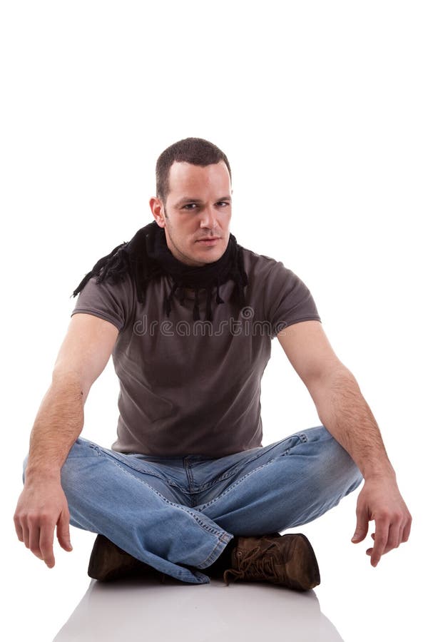 Man sitting stock image. Image of smile, isolated, floor - 1481369