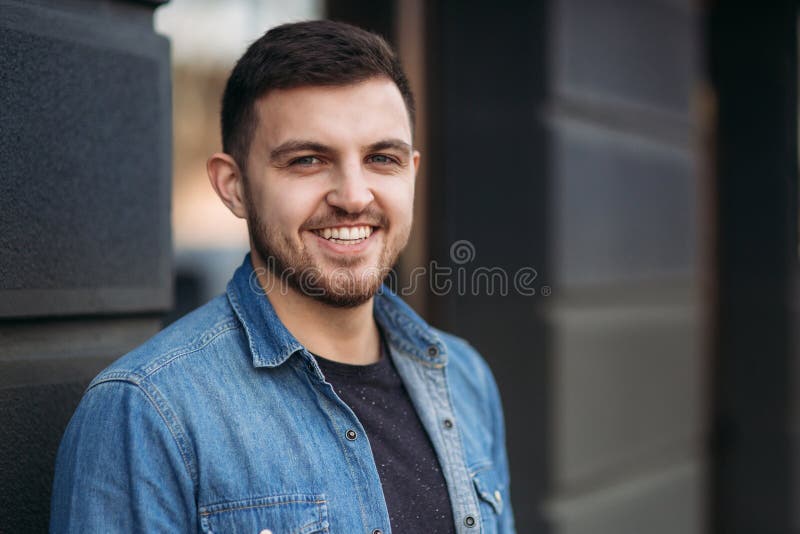 Handsome man smile stock photo. Image of caucasian, bearded - 119384712