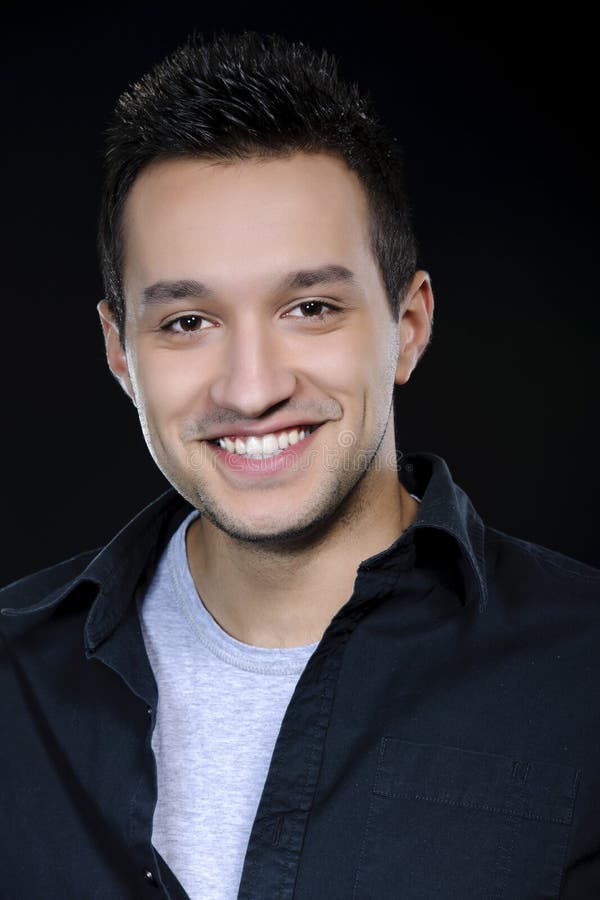 Portrait of Handsome Man Smiling Against White Background Stock Image ...