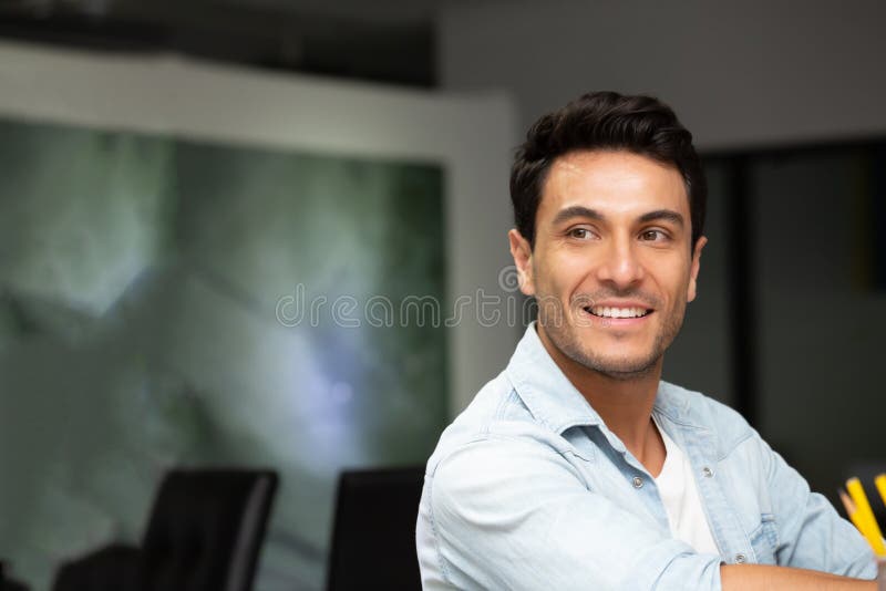 Handsome Man Smiling in the Office. Stock Image - Image of concept ...