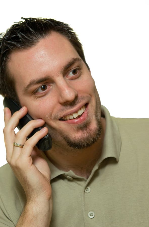 Handsome Man Smiling on the Phone Stock Photo - Image of head, mobile ...