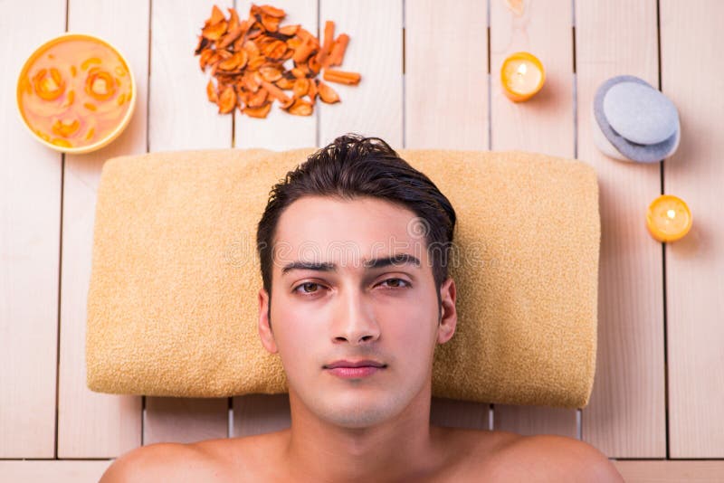 The Handsome Man during Spa Session Stock Photo - Image of pebbles ...