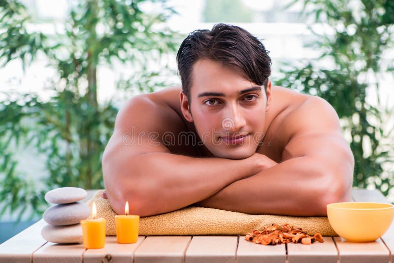 The Handsome Man during Spa Session Stock Photo - Image of aromatherapy ...