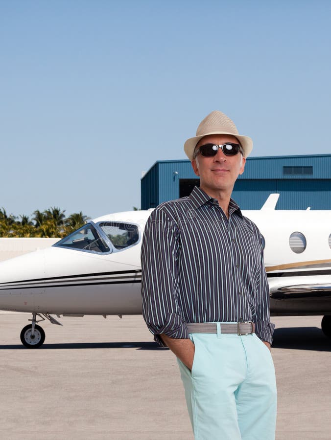 Handsome Man Standing Outside a Private Jet Stock Photo - Image of rich ...