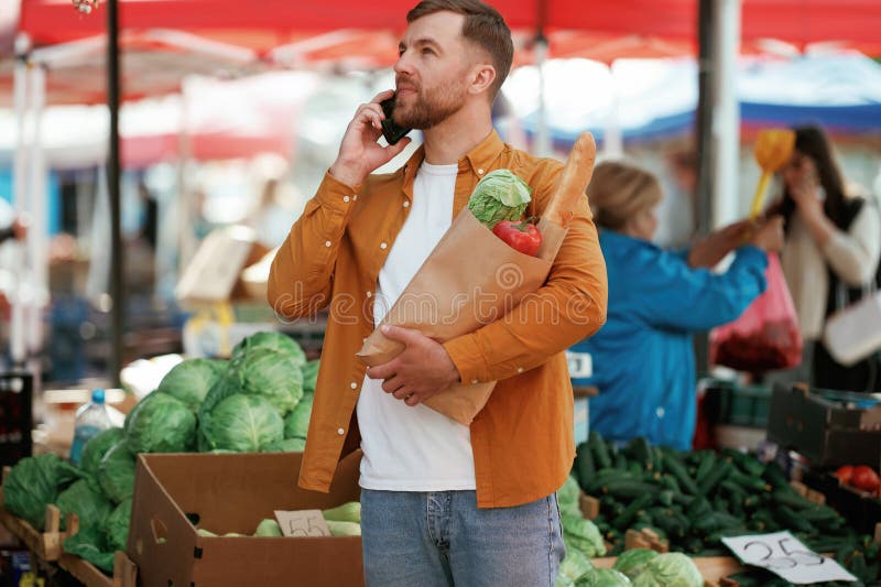 Handsome Man is on the Street Market or Bazaar Stock Photo - Image of ...