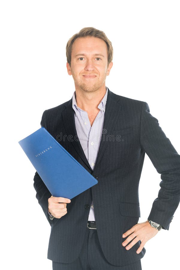 Handsome Man in Suit Folder Holding Folder with Job Application Stock ...