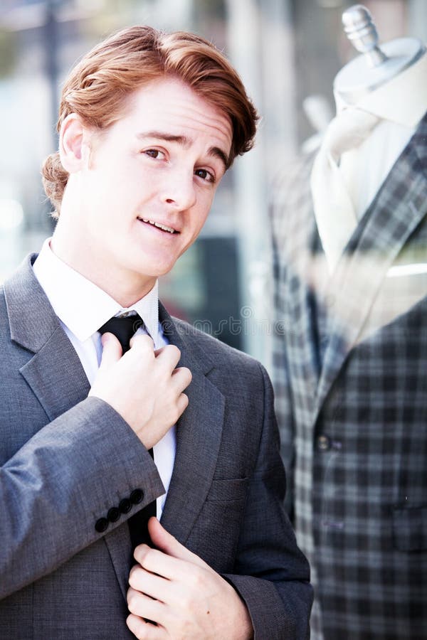 Handsome Man in Suit in Front of Showcase Stock Photo - Image of career ...