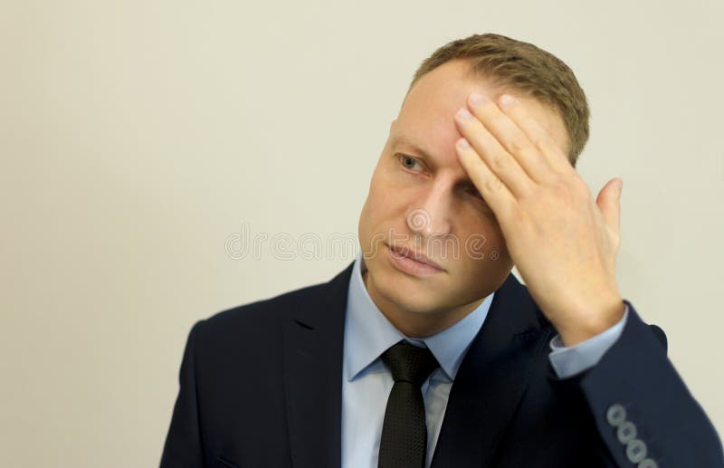 Body Language. Man in Business Suit Stroking the Chin Stock Photo ...