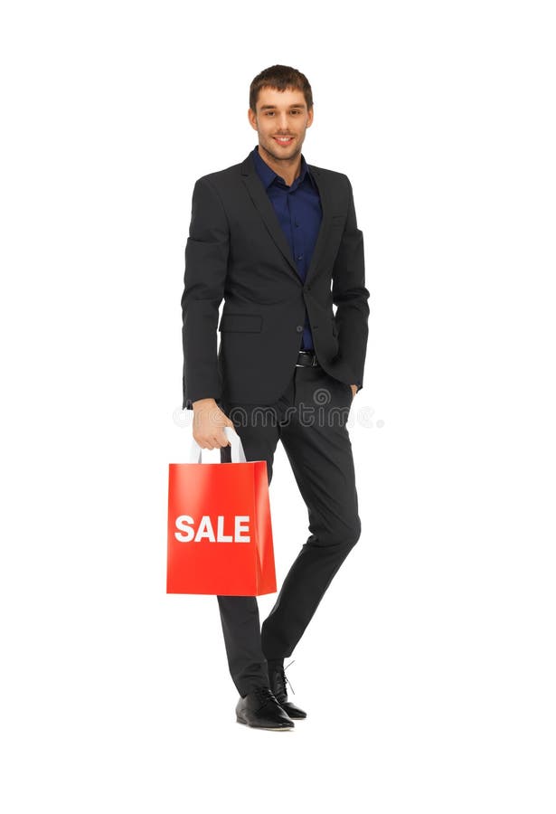 Handsome Man in Suit with Shopping Bags Stock Photo - Image of jacket ...