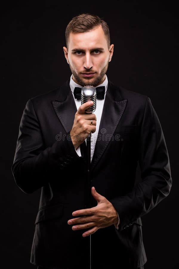 244 Man Suit Singing Microphone Smile Stock Photos - Free & Royalty ...