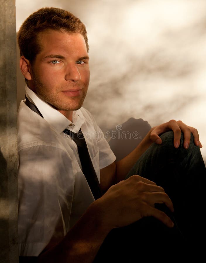 Handsome Man in Sunlight stock image. Image of lean, warmth - 24481715