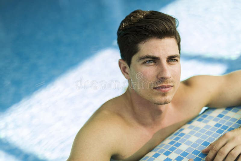 Handsome Man in the Swimming Pool Stock Image - Image of body, outdoors ...