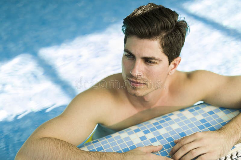 Handsome Man in the Swimming Pool Stock Image - Image of people, pool ...