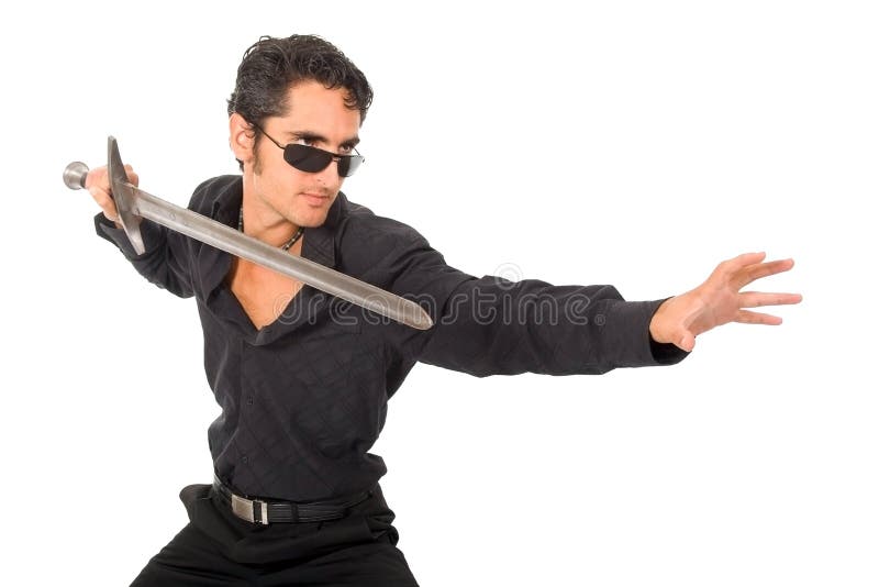 Man with sword stock photo. Image of posing, holding, close - 9845820