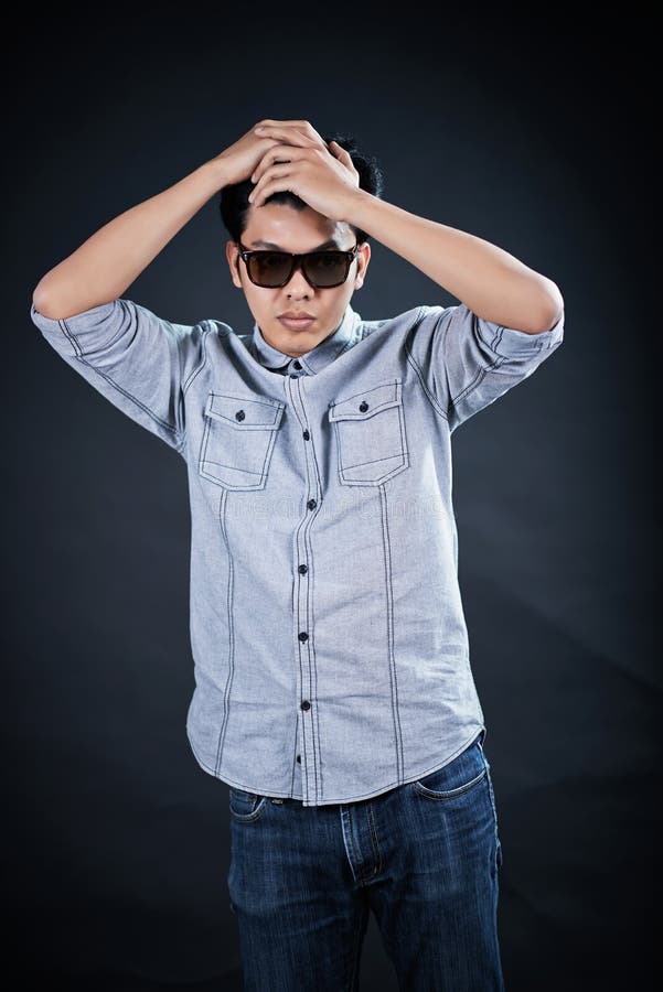 Handsome Man Take in the Studio Stock Image - Image of bright, relax ...