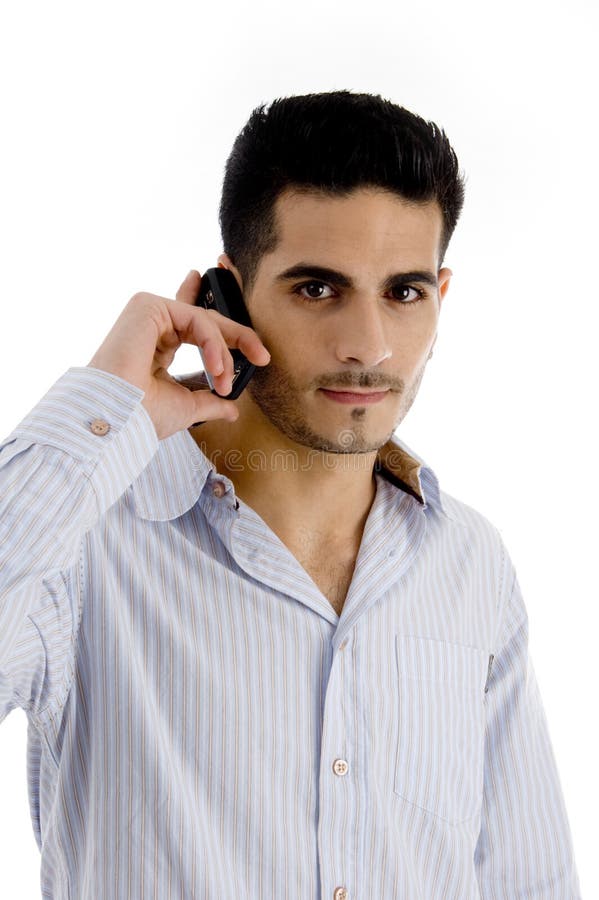 Man Talking on Cell Phone and Wishing Goodluck Stock Photo - Image of ...