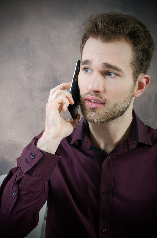 Handsome Man Talking on the Phone Stock Image - Image of conversation ...