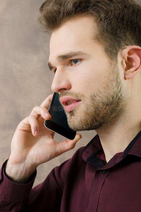 Handsome Man Talking on the Phone Copyspace Stock Image - Image of call ...