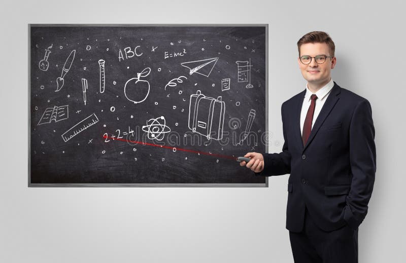 Handsome Man Teaching in Classroom Stock Image - Image of cheerful ...