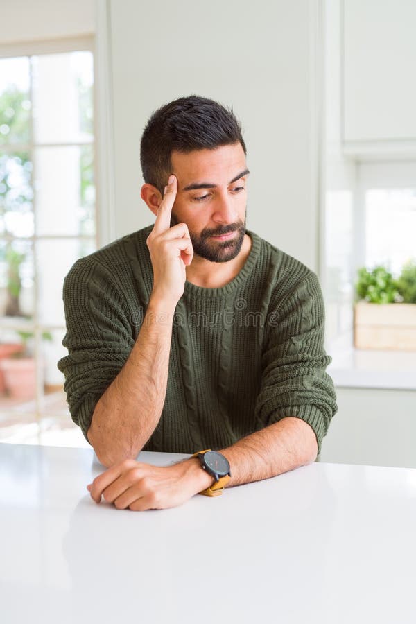 Handsome Man Thinking Confused about Doubt, Questioning an Idea Stock ...