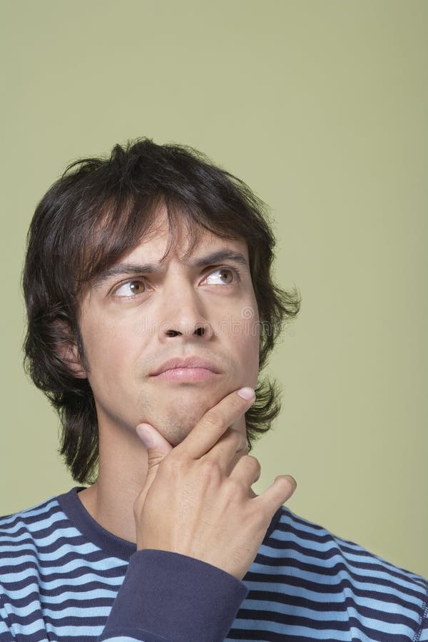 Handsome Man Thinking Deeply Stock Image - Image of isolated, tshirt ...