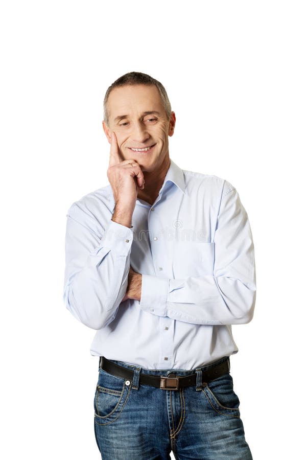 Handsome man touching chin stock image. Image of expression - 51168989