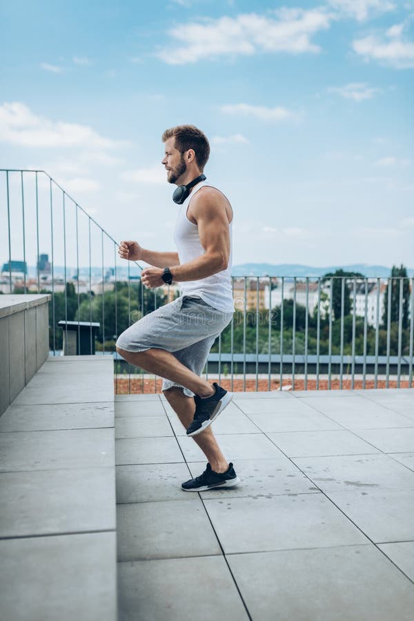 Handsome Man Training and Working Out Outdoors Stock Image - Image of ...