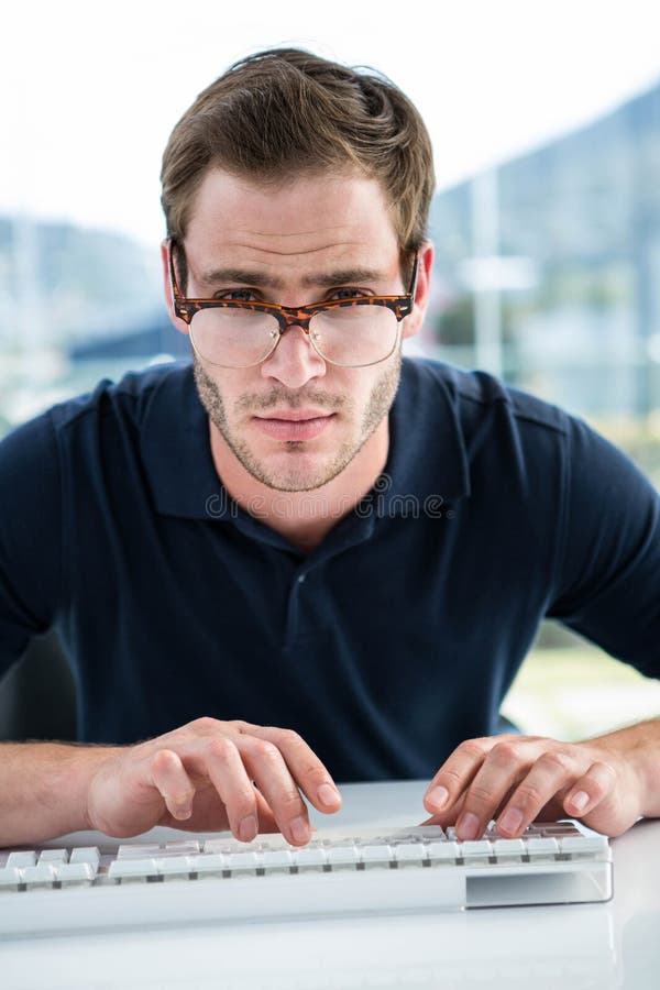 Handsome Man Using Computer Stock Photo - Image of corporate ...