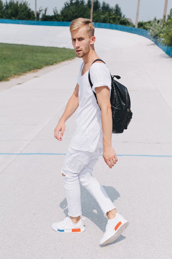 Handsome Man Walking in the Stadium Stock Photo - Image of looking ...