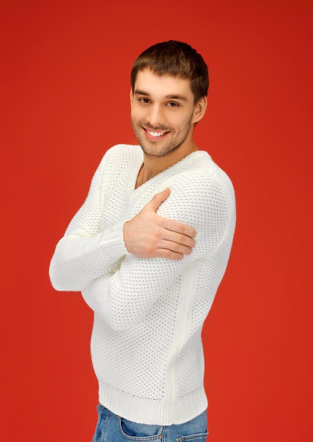 Handsome Man in Warm Sweater Stock Image - Image of happy, caucasian ...