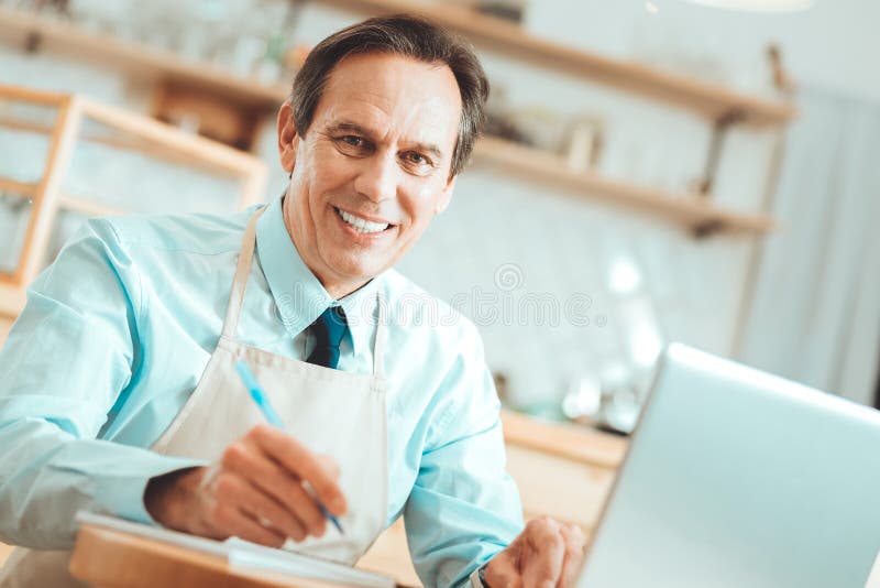Handsome Man Watching on a Laptop Stock Photo - Image of logistic ...