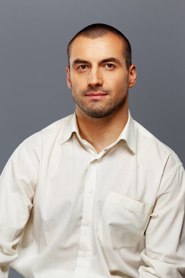 Handsome Man in White Shirt Stock Photo - Image of grey, cheerful: 37775980