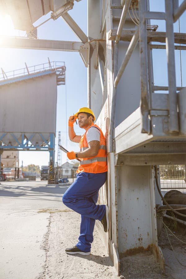 Young Engineer Working Concrete Plant Stock Photo - Image of built ...