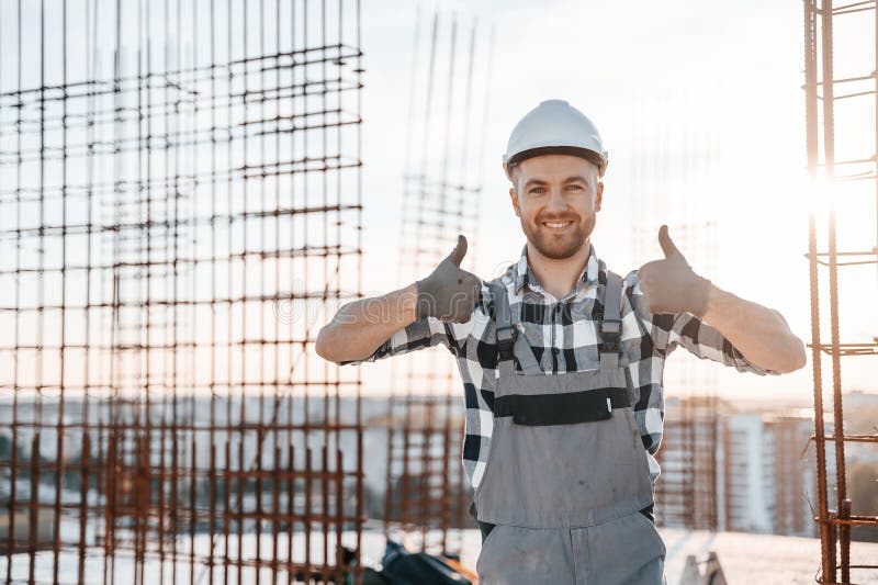 Handsome Man is Working on the Construction Site at Daytime Stock Photo ...