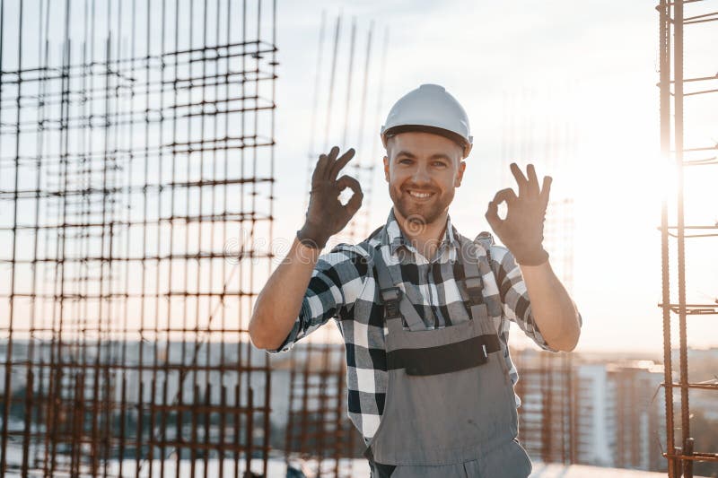 Handsome Man is Working on the Construction Site at Daytime Stock Photo ...