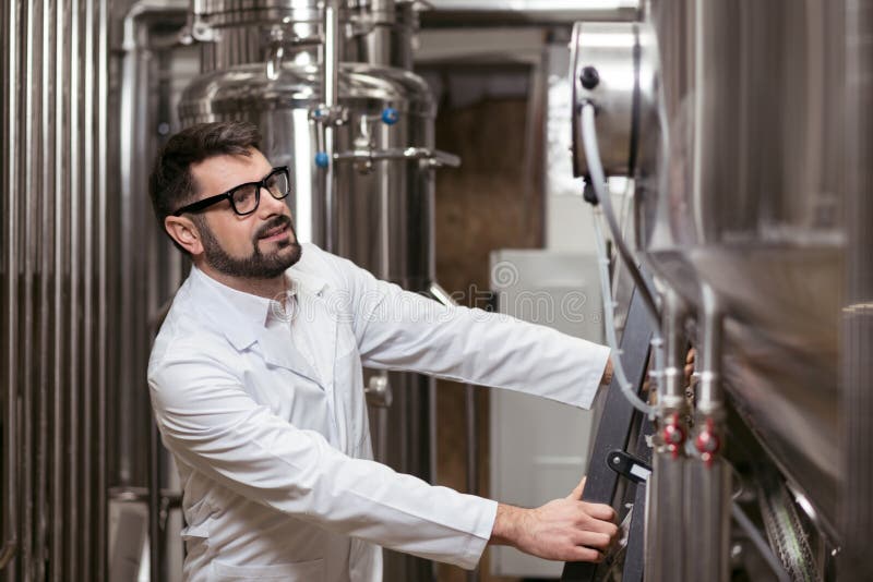 Handsome Man Working on Factory Stock Photo - Image of industrial ...