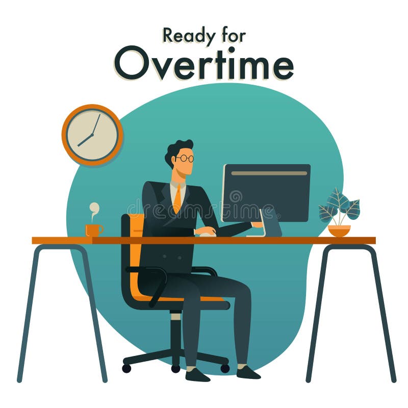 Business Overtime Landing Page Template. Working Late Concept with Lazy ...