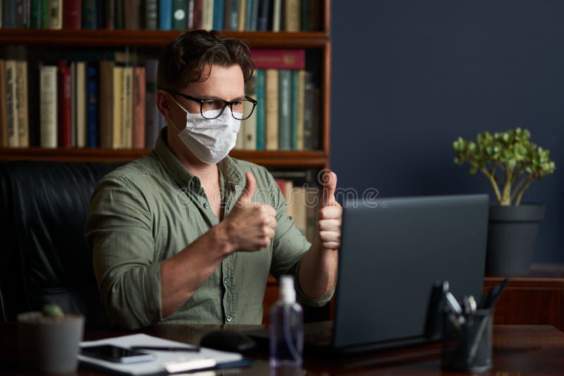 Handsome Man Working at His Workplace. Work from Home Stock Photo ...