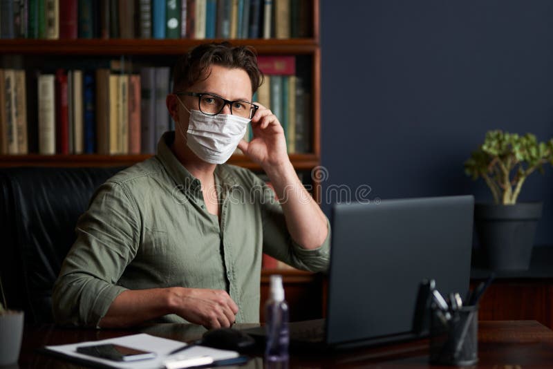 Handsome Man Working at His Workplace. Work from Home Stock Image ...