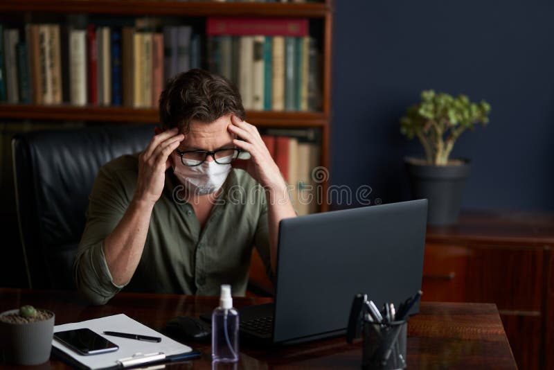 Handsome Man Working at His Workplace. Work from Home Stock Photo ...