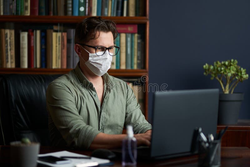 Handsome Man Working at His Workplace. Work from Home Stock Photo ...