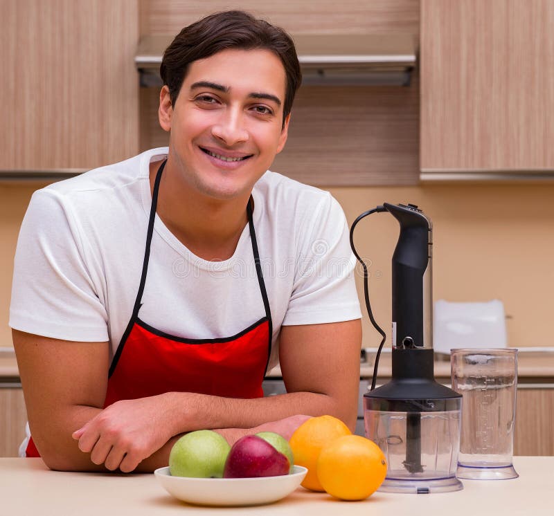 Handsome Man Working at the Kitchen Stock Photo - Image of happy, cook ...