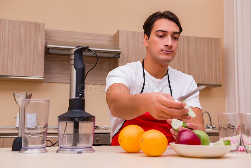 The Handsome Man Working at the Kitchen Stock Image - Image of chef ...