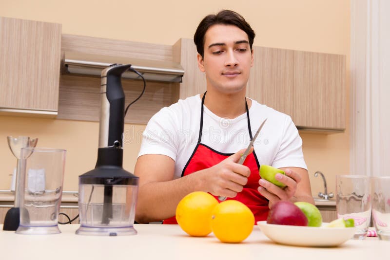 The Handsome Man Working at the Kitchen Stock Photo - Image of culinary ...